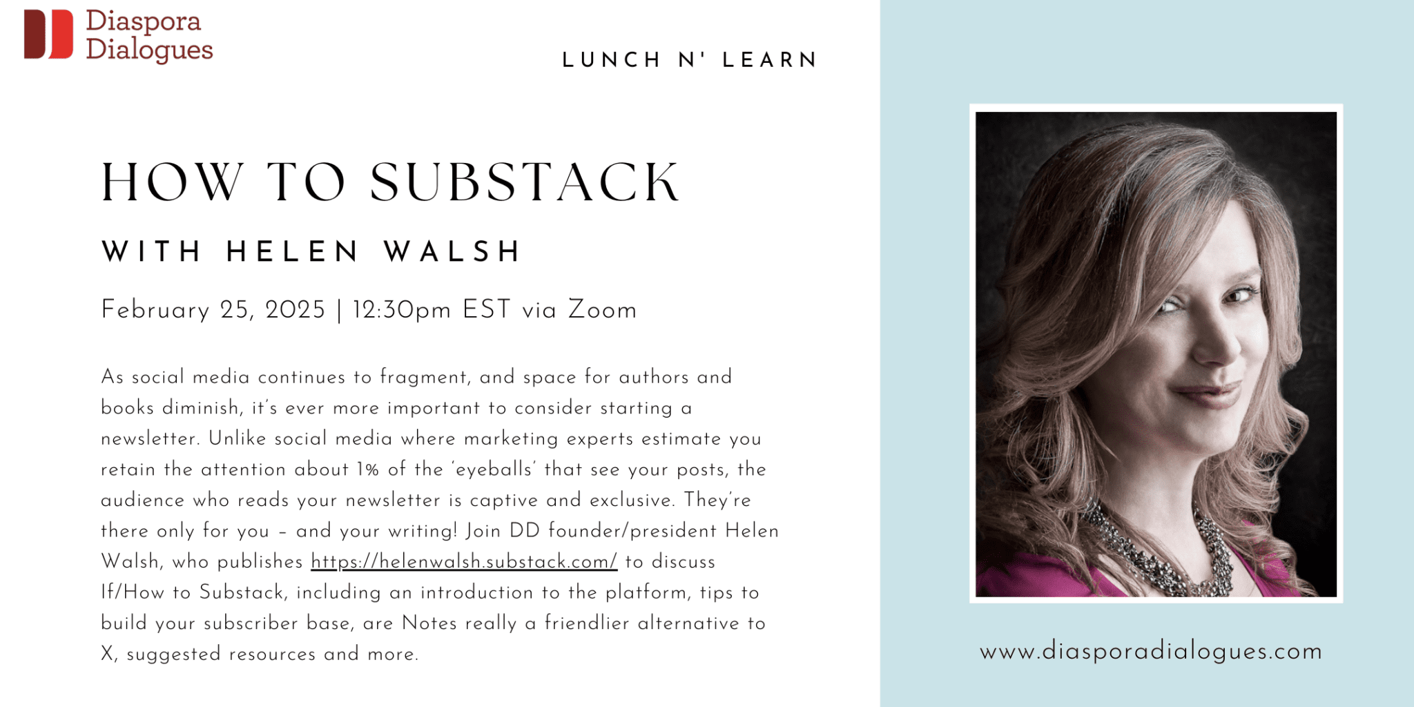 ARCHIVED EVENT: How to Substack with Helen Walsh - Diaspora Dialogues